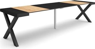 Skraut Home | Ausziehbarertisch | Multifunktionaler ausziehbarer | 300 | Für 14 Gäste | Massivholz Beine | Moderner Stil | Eiche Schwarz