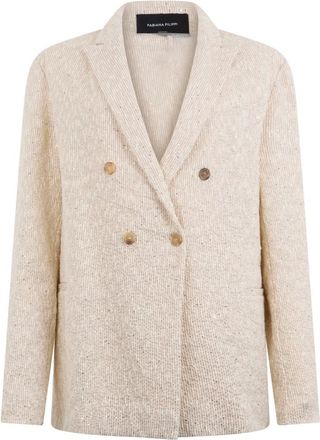 Fabiana Filippi Femme, Vestes, Beige, Taille: 44 FR Blazer &agrave; Sequin Crois&eacute;