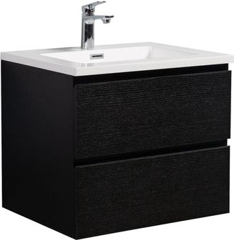 Badplaats Badezimmer Badm&ouml;bel-Set Angela 60cm - Schwarz Holz - Unterschran