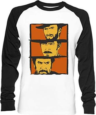 Vendax Le Bon, la Mal et la Laid Art - Film Unisex Baseball T-Shirt Manches Longues Homme Femme Blanc Noir