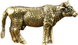 Milisten HOOTNEE Vintage Kuhstatue aus Messing Kleine Dekorative Kuhfigur f&uuml;rs B&uuml;ro Antike Schreibtisch Dekoration Platzsparendes Wohndekor