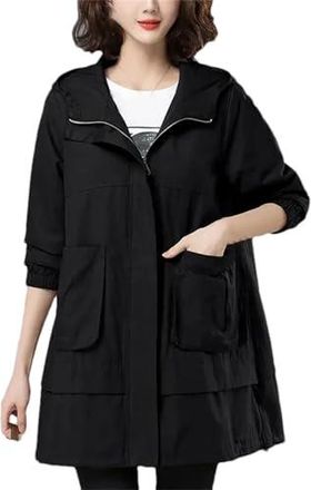 Generic Trench-Coat &Agrave; Capuche Pour Femme - Manteau Mi-Long Ample &Agrave; Manches Longues Pour Femme