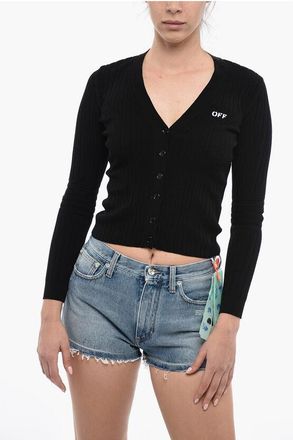 Off-white Ribbed STAMP Cardigan With Cutouts size 42