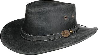 Scippis Scippis Chapeau Western Irving Cowhide chapeau en cuir (XL (60-61 cm) - noir)