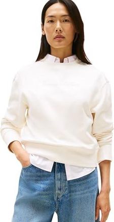 Tommy Hilfiger Sweat Femme Lurex Script Col Ras-du-Cou, Blanc (Ivory Silk), M