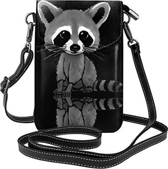 IUBBKI Dessin animé mignon raton laveur sac à main pour téléphone portable - petit portefeuille en cuir à bandoulière femmes bretelles sac transporter carte 