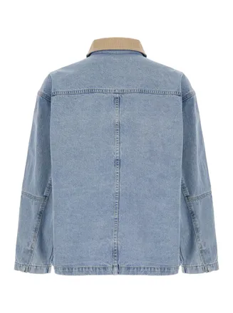 Dunst Mens Light Blue Jacket With Contrast Collar Cotton Coat