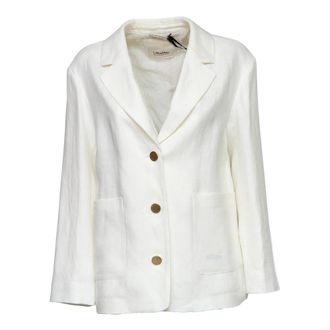 Max Mara Femme, Vestes, Blanc, Taille: 34 FR Giacca in stuoia di puro lino pesante