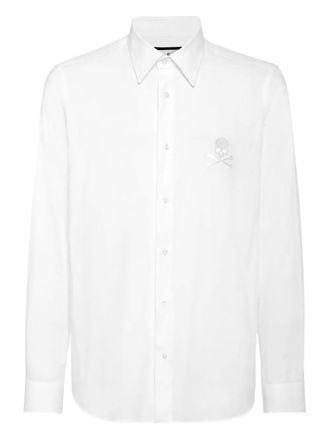 Philipp Plein Hemd mit Totenkopf-Stickerei - Weiß
