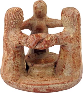 Guru Shop Teelichthalter Kerzenst&auml;nder Freundeskreis aus Keramik, Braun, 13x15x15 cm