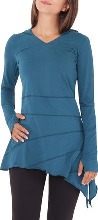 Purewonder Kleid Longshirt Tunika Elfenkleid Zipfelkapuze dr60 Blau XXL