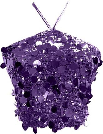 Generic D&eacute;bardeur de printemps scintillant pour femme - Paillettes brillantes - Sans manches - Chemisier tendance &agrave; paillettes - Pour f&ecirc;te 2025 - Camisole cou