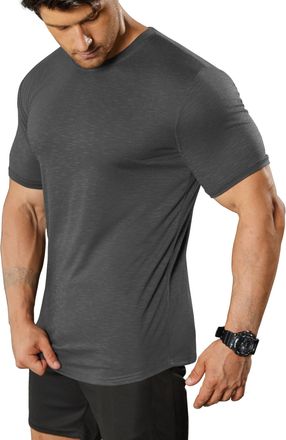 Coofandy Herren T-Shirt Gym T Shirts f&uuml;r Herren Bodybuilding Sportshirt Kurzarm M&auml;nner Trainingsshirt Muscle Shirt Grau XXL