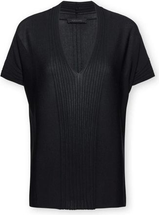 Elena Miro Femme, Pulls, Noir, Taille: 38 FR Pull en maille c&ocirc;tel&eacute;e et m&eacute;lange de viscose