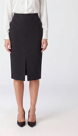 Federica Tosi Jupe crayon midi en m&eacute;lange de laine vierge &agrave; taille haute