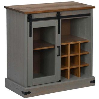 vidaXL Sideboard halden mit Schiebet&uuml;r Grau 80x40x80 cm Massivholz - Vidaxl