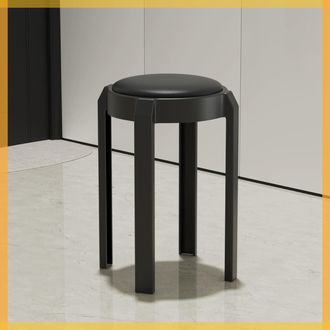 Generic Stapelbare runde Kunststoffhocker - 45 cm hohe, r&uuml;ckenlehnenlose Barhocker mit gepolsterten Sitzen, tragbare, stapelbare St&uuml;hle f&uuml;r Zuhause, Schule, K