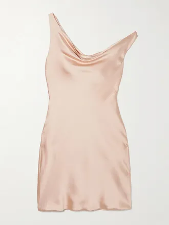 Norma Kamali Mini-robe Asymétrique En Satin À Drapés Maria - Rose