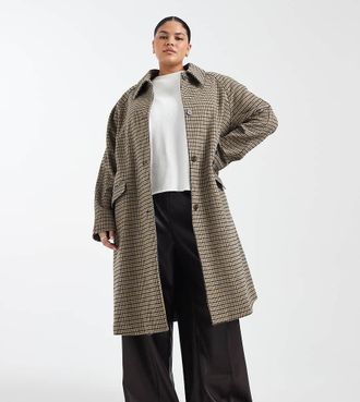 Asos Curve ASOS DESIGN Curve - Manteau mi-long &agrave; carreaux vintage et doublure matelass&eacute;e-Multicolore