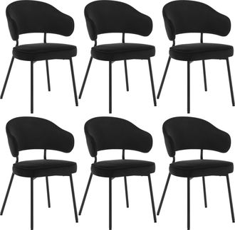 Woltu 6er Set Esszimmerstühle, Küchenstuhl, Polsterstuhl, Loungesessel, Wohnzimmerstuhl, Design Stuhl, mit Rückenlehne Armlehnen Metallbeinen, gepolstert, S