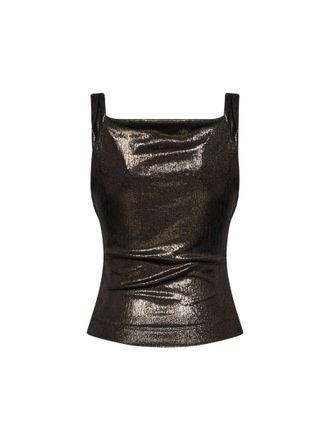 Vivienne Westwood Metallic Jersey Cowl Neck Tank Top - Bronze