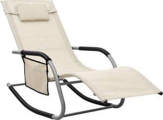 vidaXL Sonnenliege Textilene Creme und Grau Vidaxl