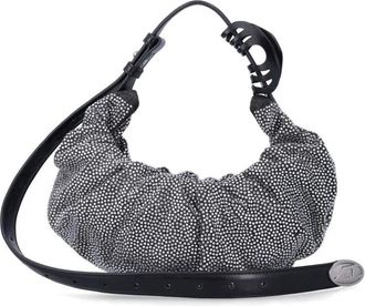 Diesel Hobo Bags - Grab-D Small Crystal Denim Hobo Bag - Gr. unisize - in Grau - f&uuml;r Damen