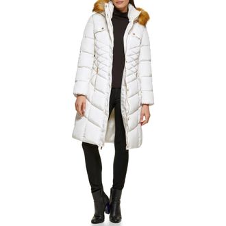 Guess Damen Womens Midweight Puffer Jacket Daunenalternative Mantel, Kunstfell-Kapuzen-Mik, M