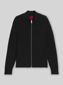 HUGO BOSS Regular Fit Strickjacke aus rerippter Baumwolle Modell SRITON
