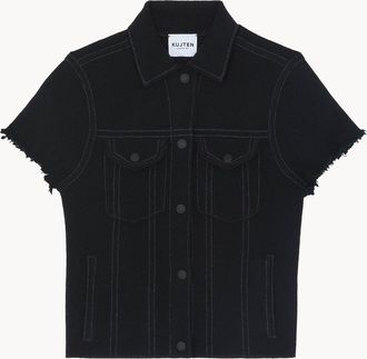 Kujten Veste cachemire courte jacquard denim, 4 fils - Veste Jessinda