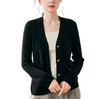 Generic Cardigan dhiver doux et confortable &agrave; col en V ouvert pour femme - V&ecirc;tement dext&eacute;rieur en tricot chaud - Amincissant - Polyvalent, noir, Taille XS