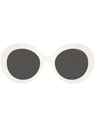 Miu Miu Eyewear lunettes de soleil rondes &agrave; monture oversize - Blanc
