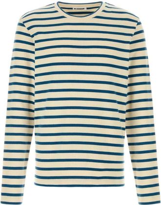 Jil Sander Homme, Pulls, Multicolore, Taille: L T-Shirt Ras du Cou en Coton