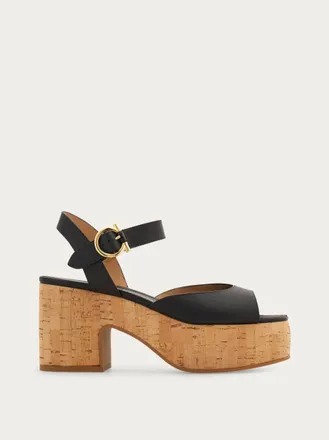 Ferragamo Damen Plateausandale Schwarz Gr&ouml;&szlig;e 36.5