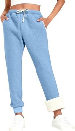 Generic Pyjama pour femme - Pantalon &agrave; carreaux - Pantalon de jogging sportif doubl&eacute; chaud pour femme - Taille haute - Pantalon de jogging avec doublure en po