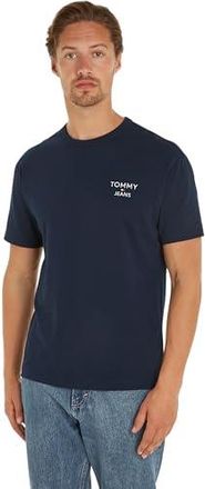 Tommy Jeans T-Shirt Manches Courtes Homme Col Ras-du-Cou, Bleu (Dark Night Navy), S