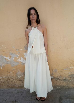 Mango Top rayures col halter &eacute;cru - Femme - XS - MANGO