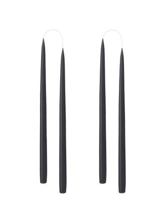 Kunstindustrien Stabkerzen schwarz, Hergestellt in Dänemark, 42 Farben verfügbar, Tafelkerzen, Durchgefärbte Kerzen lange Brenndauer von 15 Stunden, Kerzen Set Gesche