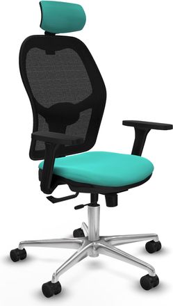 Piqueras y Crespo Ergonomischer Stuhl f&uuml;r Zuhause mit 3D-Armlehnen, h&ouml;henverstellbare Lendenwirbelst&uuml;tze und h&ouml;henverstellbares Kopfteil, Schwarz / T&uuml;rkis