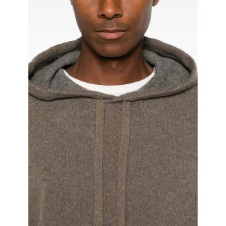 Roberto Collina Mens Hooded Merino Wool Sweater Brown Tops Top