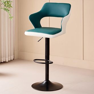 Generic Verstellbarer Drehhocker - Schwarzer Tresenhocker aus PU-Leder mit Armlehnen und R&uuml;ckenlehne f&uuml;r K&uuml;che, Esszimmer, Kneipe oder Caf&eacute; - Modernes Industr