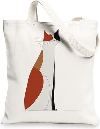 Generic Sac fourre-tout élégant en toile motif chat, respectueux de lenvironnement, sac à bandoulière réutilisable, moderne, léger, fabriqué à la main, 33 x 3