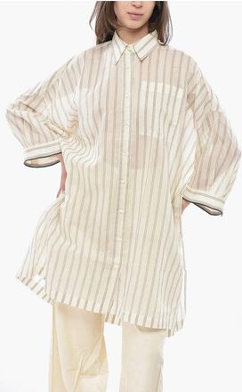 Brunello Cucinelli Silk-Blend Oversized Shirt with Bayadere Pattern size M