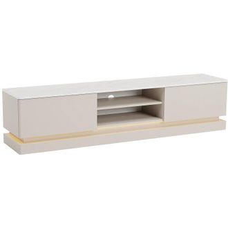 Vente-Unique Pascal Morabito - Meuble tv 2 tiroirs et 2 niches avec LEDs en mdf - Beige et effet marbre blanc - devika de
