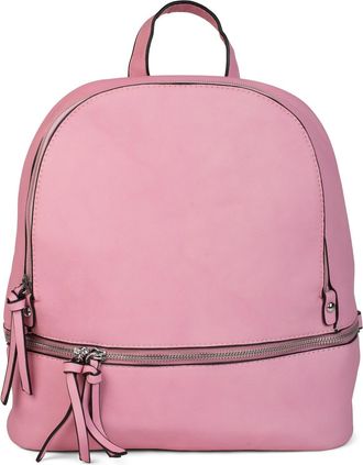 styleBREAKER Kunstleder Rucksack Handtasche mit Rei&szlig;verschl&uuml;ssen, edler Style, Tasche, Unisex 02012147, Farbe:Rosa