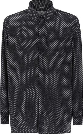 Tom Ford Chemise en cr&ecirc;pe de soie &agrave; pois - Femme - Blouses et Chemises - Noir - Taille: 36 FR