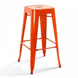 Oviala Tabouret de bar en m&eacute;tal brillant orange