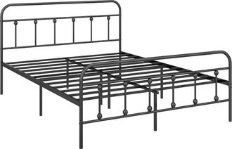 HOMCOM Homcom - Lit double acier noir - tête de lit, pied de lit et sommier inclus - compatible matelas 140x200 cm
