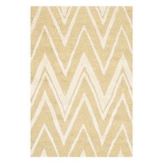 Safavieh Tapis Moderne Pour Salon, Salle à manger, Chambre à coucher - Cambridge Collection, Tapis à poil court, Or clair et ivoire, 122 X 183 cm