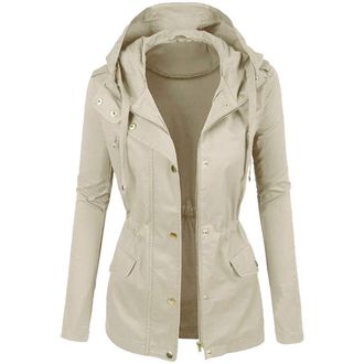 Generic Damen Parka Leichter für, Frühlings- und Sommerjacke mit Kapuze, Damen-Outdoor-Mantel, Reisen, Wandern und Gehen, Durchgehender Reißverschluss, Außenm